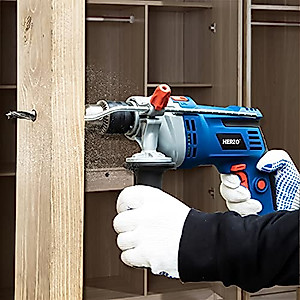 Hammer Drill HERZO Corded Impact Drill 7 Amp 1/2 Inch 2700 RPM,360° Rotatable Handle for Wood,Plastic,Steel
