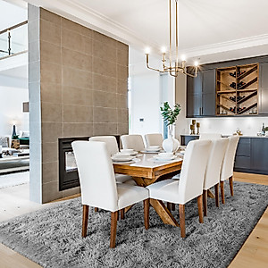 Terrug Fluffy Large Area Rugs for Living Room Bedroom, Grey 8x10 Rug Washable Shag Carpet, Super Soft Fuzzy Plush Non-Slip Cute Modern Kids Rug for Nursery College Dorm Classroom Kids Room Home Decor