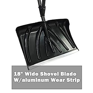Snow Shovel for Driveway - 18-in Strain-Reducing Snow Shovel with Assisted Handle, Multifunction Emergency Snow Shovel, Lightweight Portable Sport Utility Shovel for Car Home Garage Garden (Black)