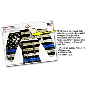 WraptorSkinz Skin Wrap compatible with Sony PS5 DualSense Controller Painted Faded Cracked Blue Line Stripe USA American Flag (CONTROLLER NOT INCLUDED)