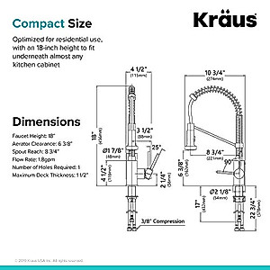 KRAUS Bolden Commercial Style 2-Function Single Handle Pull Down Kitchen Faucet in Stainless Steel/Chrome, KPF-1610SSCH (Pack of 1)