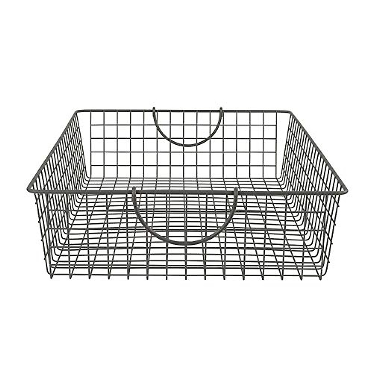 Spectrum Stowaway Wire Large Basket (Industrial Gray) - Storage Bin & Décor for Bathroom, Closet, Pantry, Under Sink, Toy, Shelf, Kitchen, & Nursery Organization