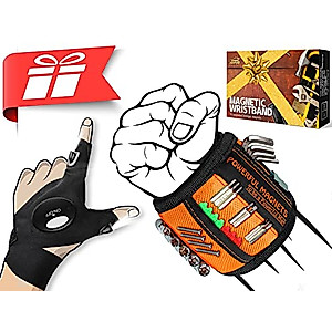 Tool Gifts for Men Stocking Stuffers - Magnetic Wristband for Holding Screws, Tool Belt Gifts Ideas for Dad Fathers Him Christmas Birthday, Gadgets for Women Husband DIY Handyman, Carpenter