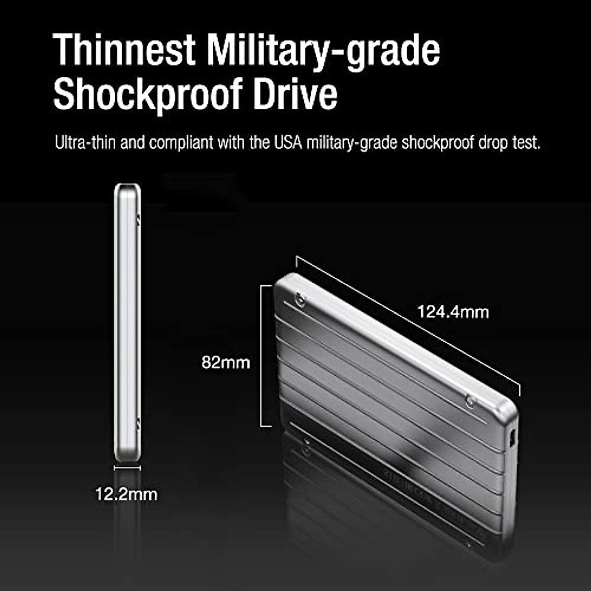 Silicon Power 1TB B75 Rugged Portable External SSD USB 3.2 Gen 1 (USB3.0) Write 430MB/s with USB Type A to Type C Connector, Silver