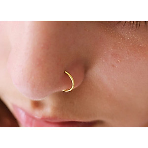 14K Solid Yellow Gold Hinged Segment Nose Ring Ring - Solid Gold Nose Ring- Septum Ring - 18 Gauge - 6mm Diameter Clicker Nose Ring Jewelry