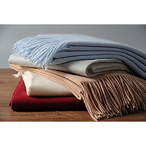 EP Mode 100% Pure Cashmere Throw Blanket for Sofa, Classic Design with Gift Box (Lt. Heather Grey)