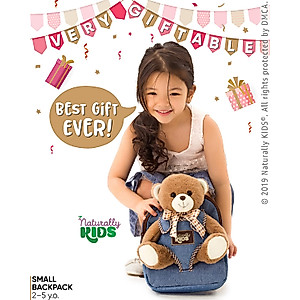 Naturally KIDS Teddy Bear Backpack, Teddy Bear Stuffed Animal, Bear Toys 3 Year Old Boys Girls