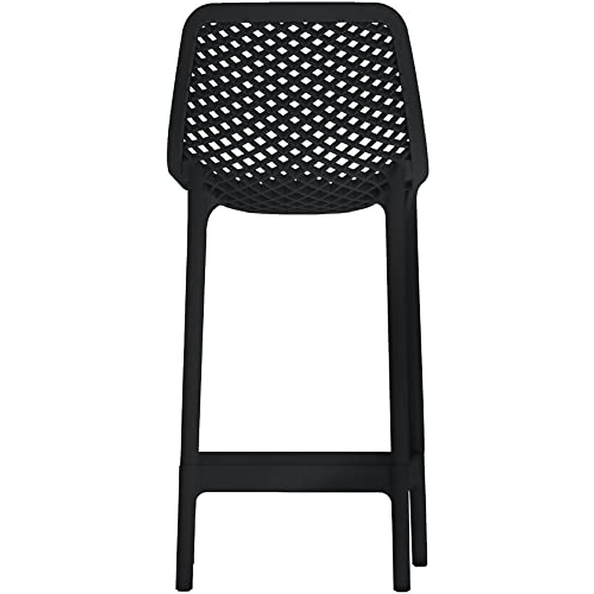 Meridian Furniture 330Black Mykonos Collection Modern | Contemporary Outdoor Patio Stool with Black Polypropylene Plastic, Weather Resisting, 17.5" W x 21" D x 38" H, Black, Set of 4