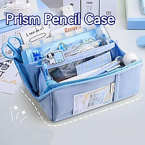 AuraGlor Big Capacity Pencil Case 8 Compartments Large Pencil Pouch Pen Bag Pencil Box Holder Organizer Simple Storage Aesthetic Stationery Cosmetic for Adults Men Women Office Essentials (White)