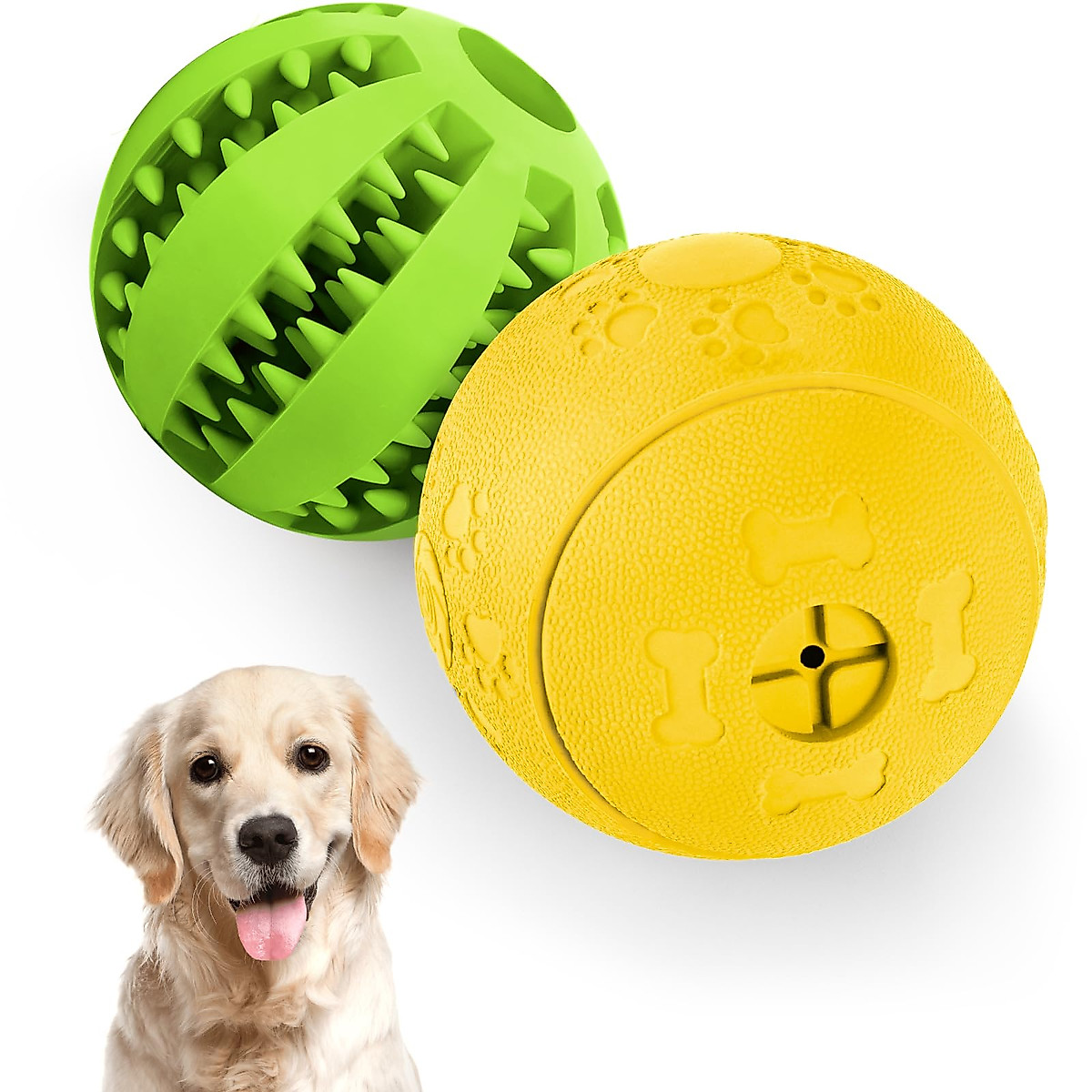 Dog Puzzle Toy 2 Pack, HIPPIH Interactive Dog Toys for Treat Dispensing, Durable Puppy Toys for Teething Small Dogs, Dog Treat Ball for Teeth / Slow Feeder/ IQ Training/ Playing