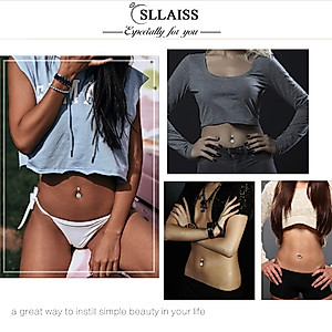 Sllaiss 925 Sterling Silver Belly Button Rings for Women Men 14G Austria Crystals Studs Piercing Screw Navel Bars Body Piercing Jewelry