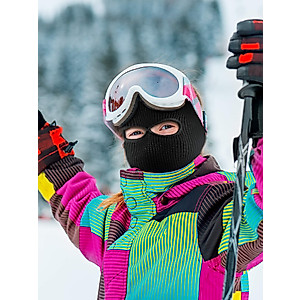 SATINIOR 2-Hole Knitted Full Face Cover Ski Neck Gaiter, Winter Balaclava Warm Knit Beanie for Outdoor Sports (Black, Medium)