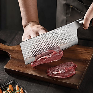 Japan Knife, Japanese Damascus Meat Cleaver Knife 7 Inch VG10 67-Layers Super Steel Sharp Knife, Non-Slip Ergonomic Pakkawood Handle with Gift Box