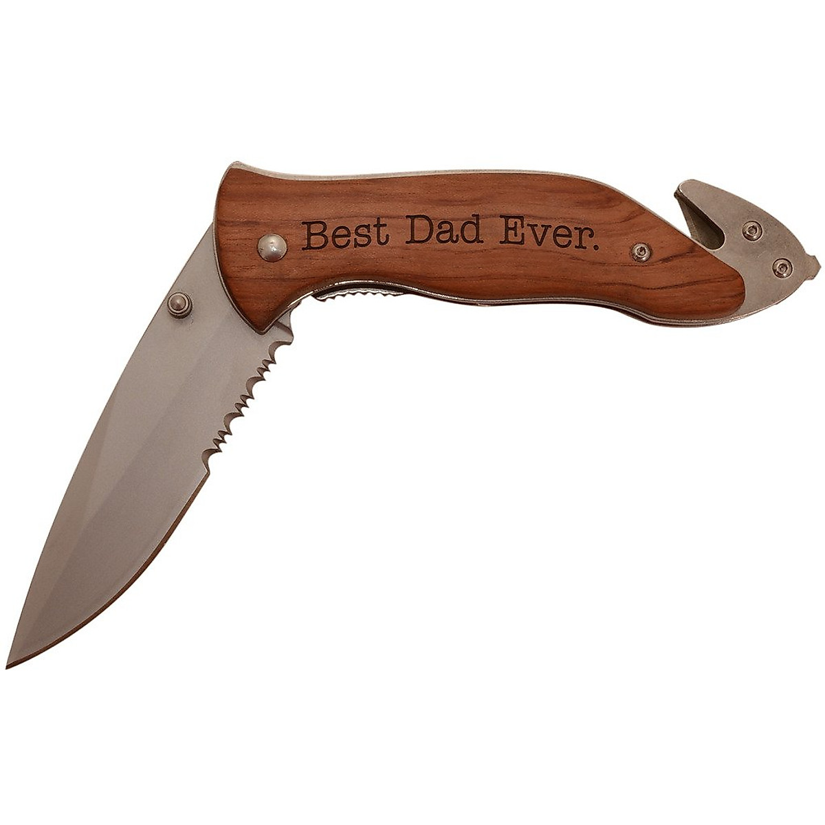 ThisWear Best Dad Ever Laser Engraved Stainless Steel Folding Survival Knife