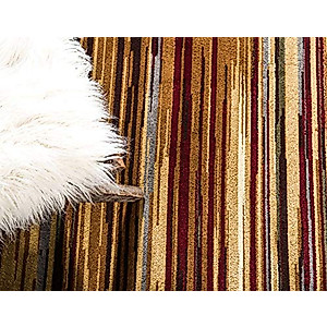 Unique Loom Barista Collection Modern, Abstract, Stripes, Urban, Rustic, Warm Colors Area Rug, 2' 2 x 6' 0 Runner, Multi/Beige