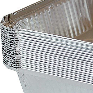 Aluminium Disposable Foil Food Container with Lids (Pack of 50) Reusable Takeaway Containers, Great for Baking Roasting Cooking Food Storage, 14 x 12 x 5cm