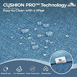 SUNSHINE VALLEY 7 Piece Metal Outdoor Patio Furniture Set, Patio Conversation Sets 1 3-seater Sofa, 4 Fixed Chair, 2 Ottomans with 5.75" Thick Cushion, Black All-weather Frame Backyard Furniture, Navy