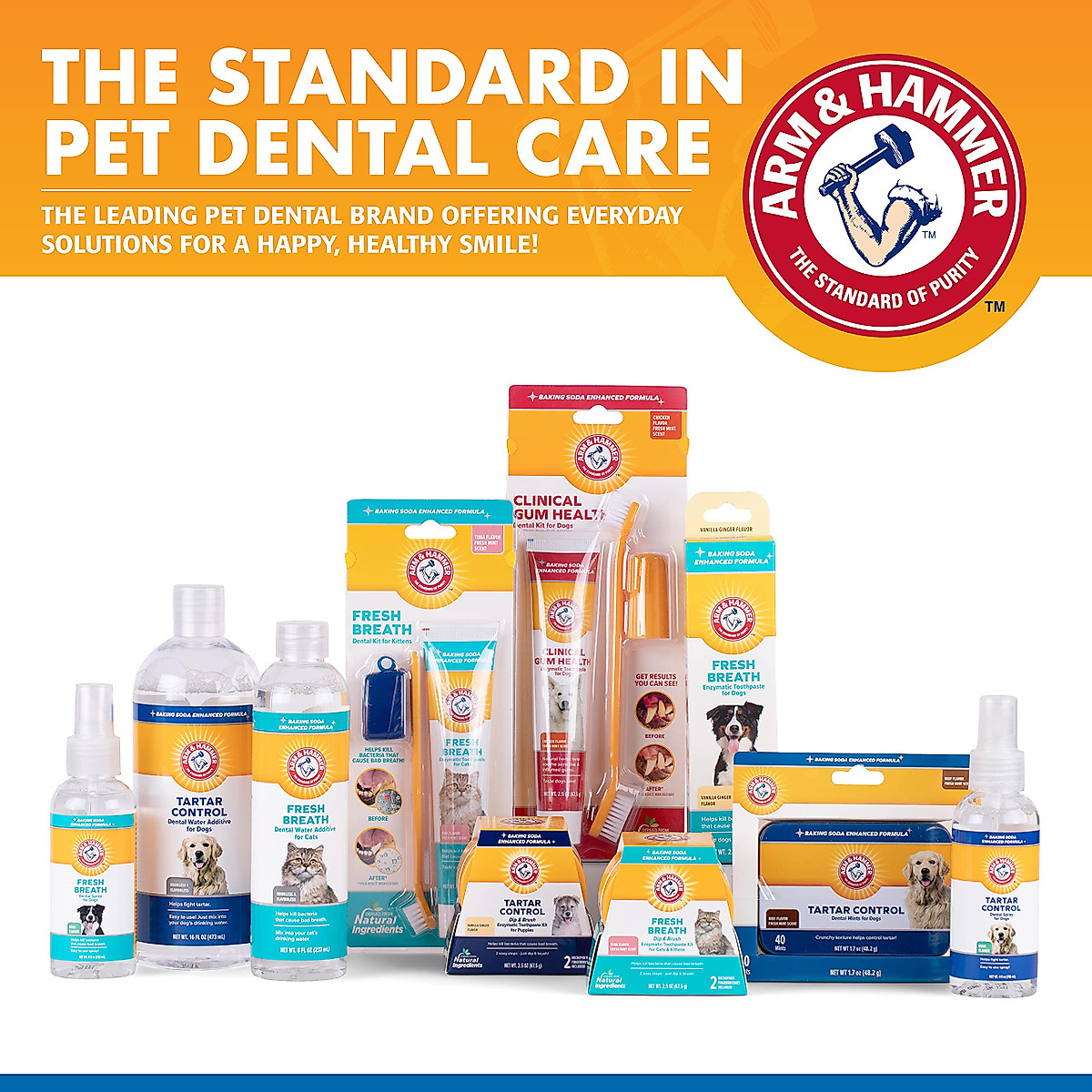 Arm & Hammer for Pets Combo Pack Dog Dental Tartar Control Water Additive and Fresh Breath Vanilla Ginger Enzymatic Toothpaste | Includes 16 Oz Dog Water Additive and 2.5 oz Dog Toothpaste
