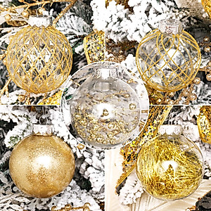 Clear Christmas Ball Ornaments, 30ct 2.36" Gold Shatterproof Xmas Ball Decorations Set Decorative Hanging Ornaments for Christmas Tree Home Office Decor Gift for Christmas Party Wedding