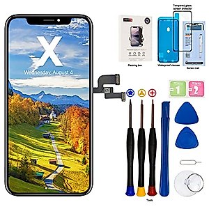 EFAITHFIX for iPhone X LCD Screen Replacement 5.8 Inch Frame Assembly LCD Display and 3D Touch Screen Digitizer with Repair Tools Kit for A1865/A1901/A1902 with Waterproof Adhesive Tempered Glass