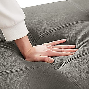 Pull-Out Sleeper Sofa, Faux Leather Sectional Sofa Bed, Modern Tufted L Shaped Conversible Sleeper Couch with Storage Chaise for Living Room