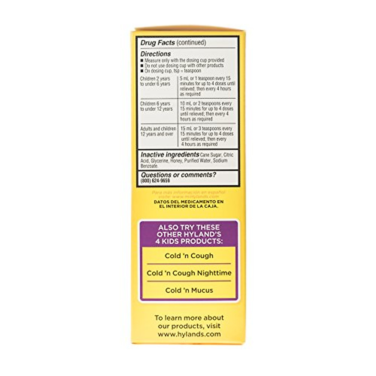 Cough Syrup for Kids Ages 2+ 100% Honey for Kids by Hyland's, Decongestant, Natural Relief of Cough and Chest Congestion, 4 Fl Oz