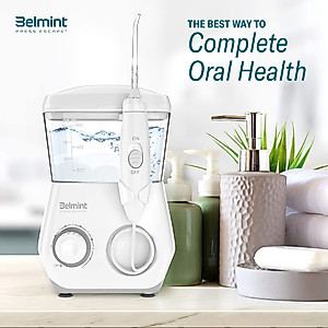 Water Flosser Teeth Cleaning - Countertop Oral Irrigator Teeth Cleaner for Braces & Bridges with 10 Adjustable Water Jet Pressures - 8 Multifunctional Tips, 600ml Capacity