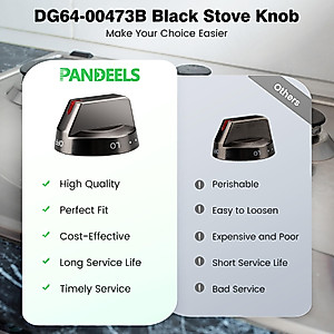 PANDEELS DG64-00473B Black Stove Knobs for Sam-Sung Gas Range Oven Stove - Fit for NX58J5600SG/AA NX58J5600SG, NX58J7750SG, NX58K7850SG, NX58M6850SG, NX58R5601SG (Pack of 5)