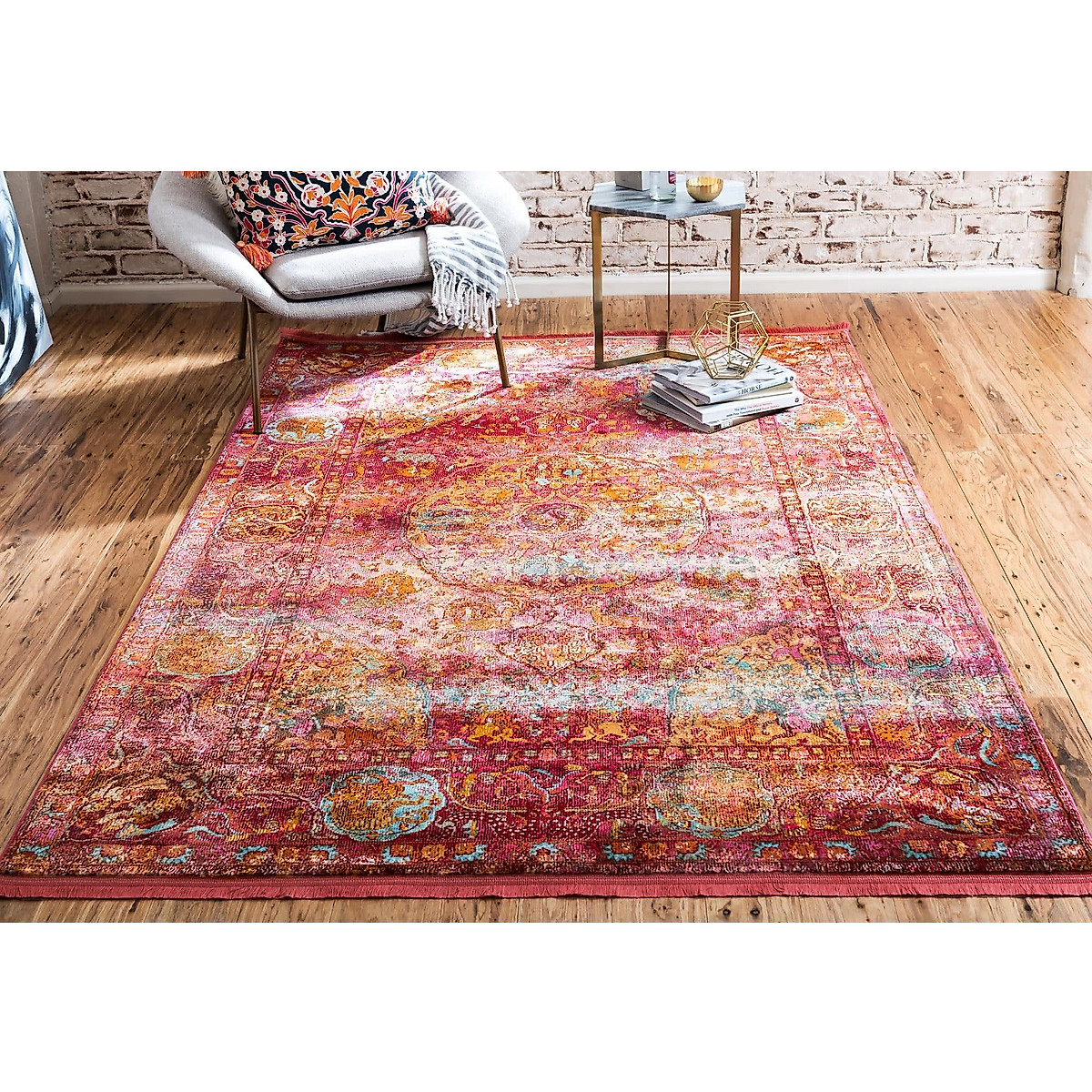 Unique Loom Baracoa Collection Area Rug - Rumba (8' 4" x 10' Rectangle, Red/ Brown)