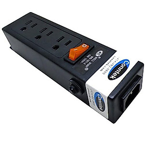 Conntek Power Strip 125V 7-1/2-Inch Housing IEC C14 to U.S 3 Prong Power Strip 3 Outlets with AC Adapter Space, Black