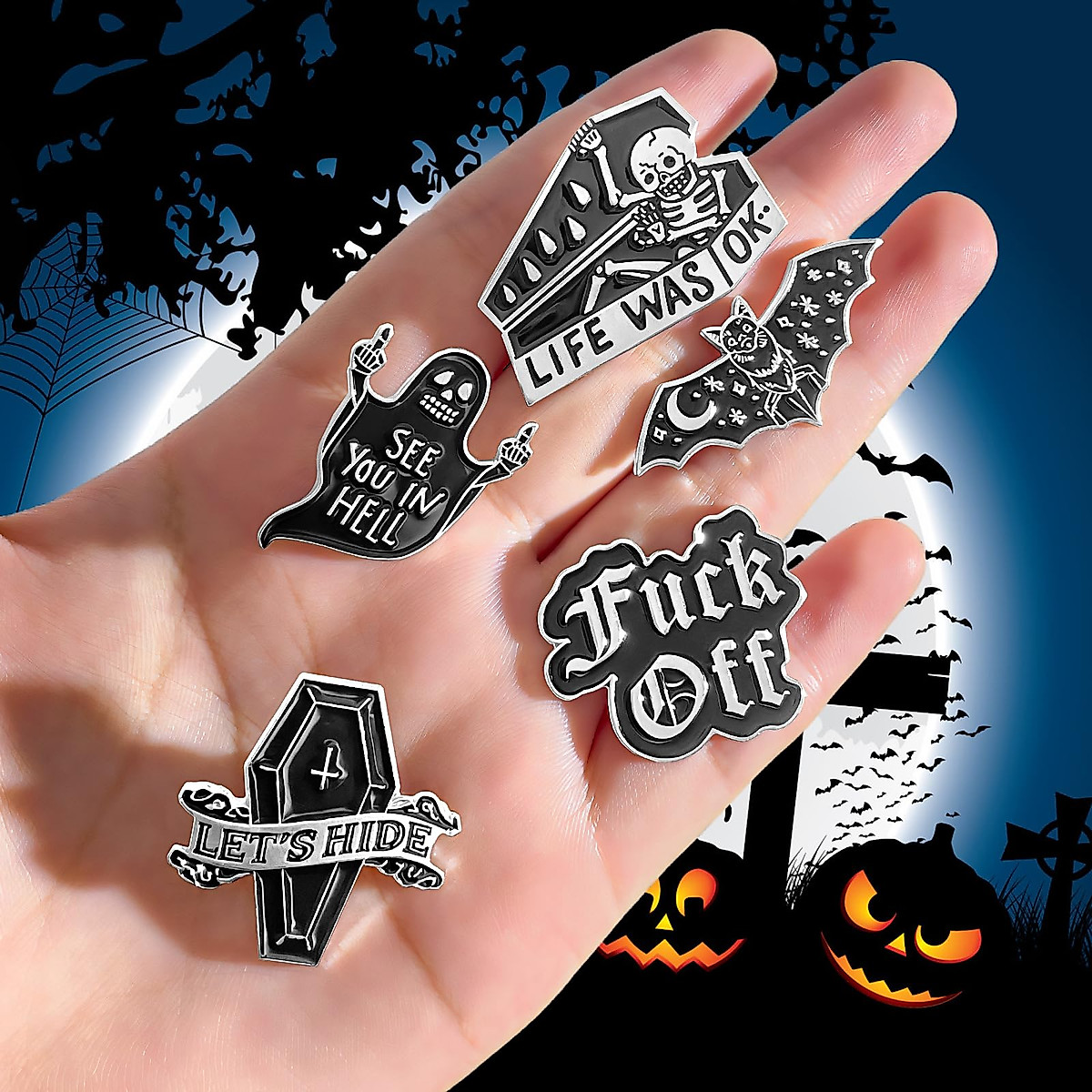 7 Packs Cute Enamel Pins Brooch for Collor Handbag Cap Knapsack Jeans Accessories Collection (Let's Hide)