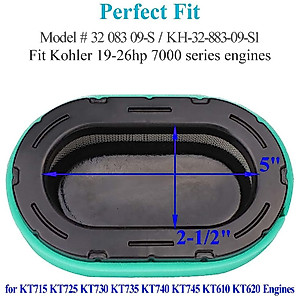 Drblawi Compatible with KH-32-883-09-S1 Air Filter Fit Kohle 7000 Series Kohler KT745 KT740 KT735 KT730 KT725 Engine Cub Cadet XT1 XT2 Lawn Mower,plus 12 050 01 Oil Filter