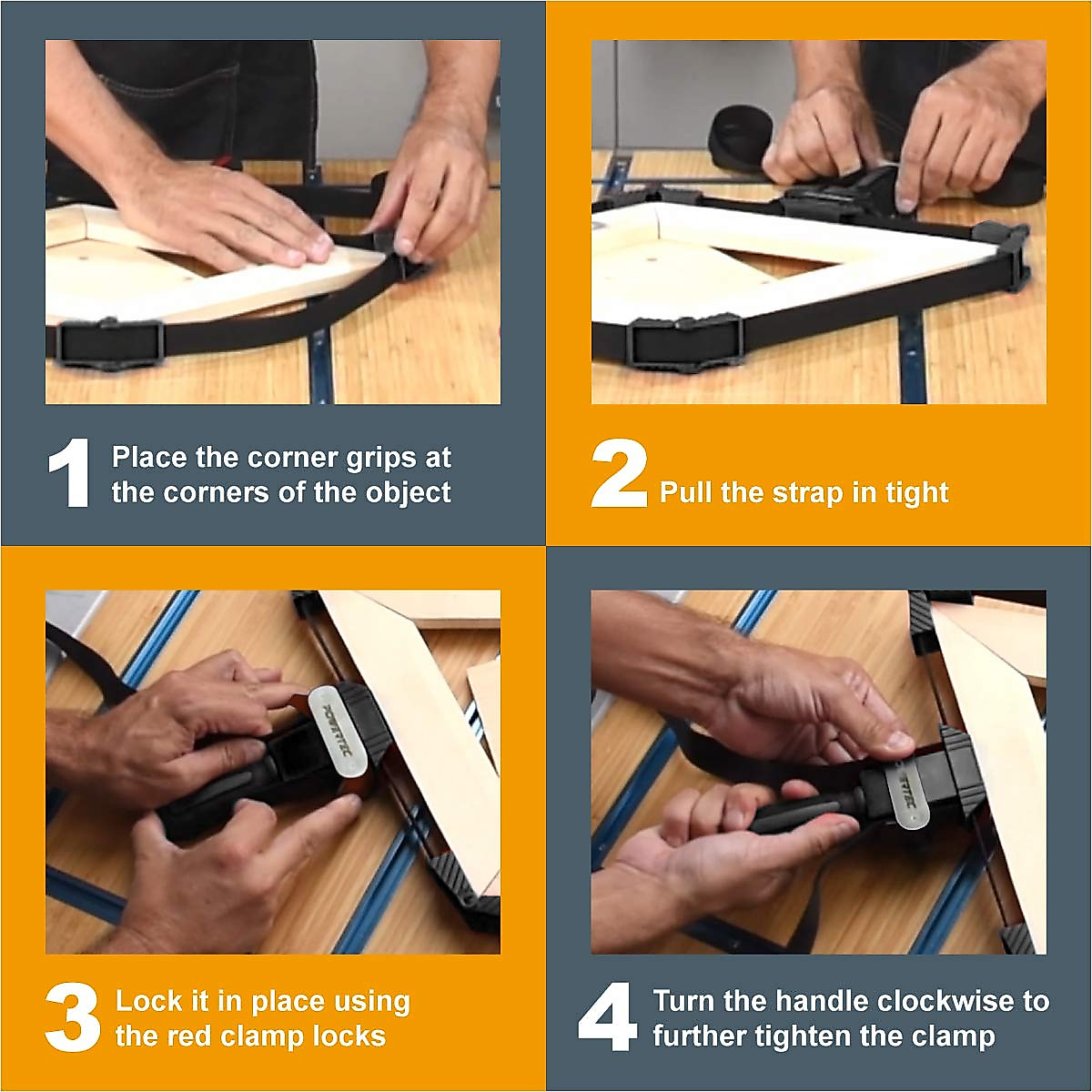 POWERTEC 71017V Quick Release Band Clamp | Woodworking Frame Clamping Strap Holder