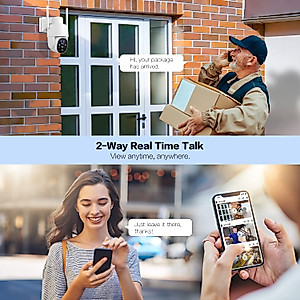 GMK Security Cameras Wireless Outdoor, 2K Pan-Tilt 360° View Battery Powered 2-Way Talk Outdoor Camera Wireless 3MP PTZ WiFi Surveillance Cam Cloud/SD Storage Color Night Vision Spotlight/Siren