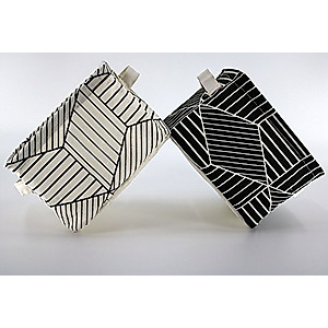 FocuH Stylish Black & White Storage Baskets Cotton and Linen Fabric Nursery Storage Cubes Bins for Shelves & Desks,Set of 2