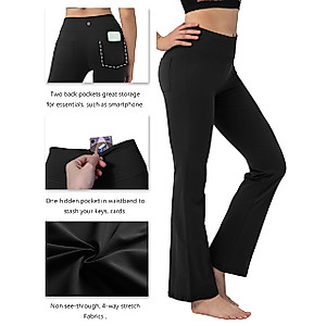 BUBBLELIME 29"/31"/33"/35" 4 Styles Women's Bootcut Yoga Pants Tummy Control - Back Pockets_Black M_29" inseam
