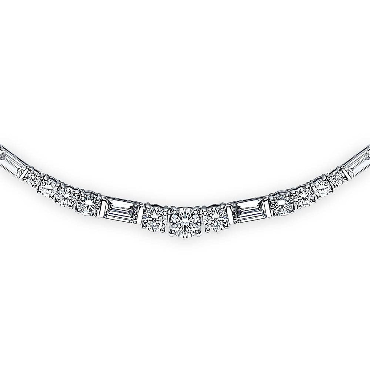 BERRICLE Sterling Silver Cubic Zirconia CZ Fashion Tennis Necklace for Women, Rhodium Plated 16"