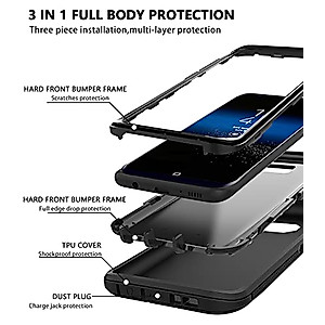 Guirble Case for Samsung Galaxy S8 Plus,Dustproof Shockproof Phone Case Samsung Galaxy S8 Plus Case,Heavy Duty Protective Samsung S8 Plus Case,Galaxy S8 Plus Case 6.2 Inch(Black)