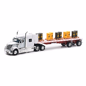 NewRay International Lonestar Flatbed with Radioactive Waste Barrels 1/32 Scale Model Toy Truck