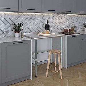 AmGood 24" X 36" Stainless Steel Work Table Open Base with 1.5" Backsplash | Metal Kitchen Food Prep Table | NSF