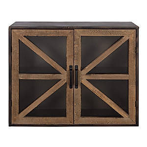 Kate and Laurel Mace Decorative Farmhouse Rustic Wood and Metal Wall Mounted Double Door Storage Cabinet, 24 x 8 x 20, Rustic Brown and Black, Wooden Floating Wall Cabinet for Versatile Home Storage