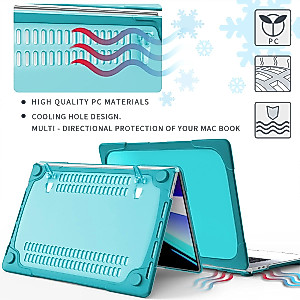 Mektron for MacBook Air 13 inch Case A1466 A1369 (2010-2017 Release), [Heavy Duty] [Dual Layer] Hard Case Cover with TPU+PC Bumper w/Keyboard Cover Screen Protector, Sky Blue