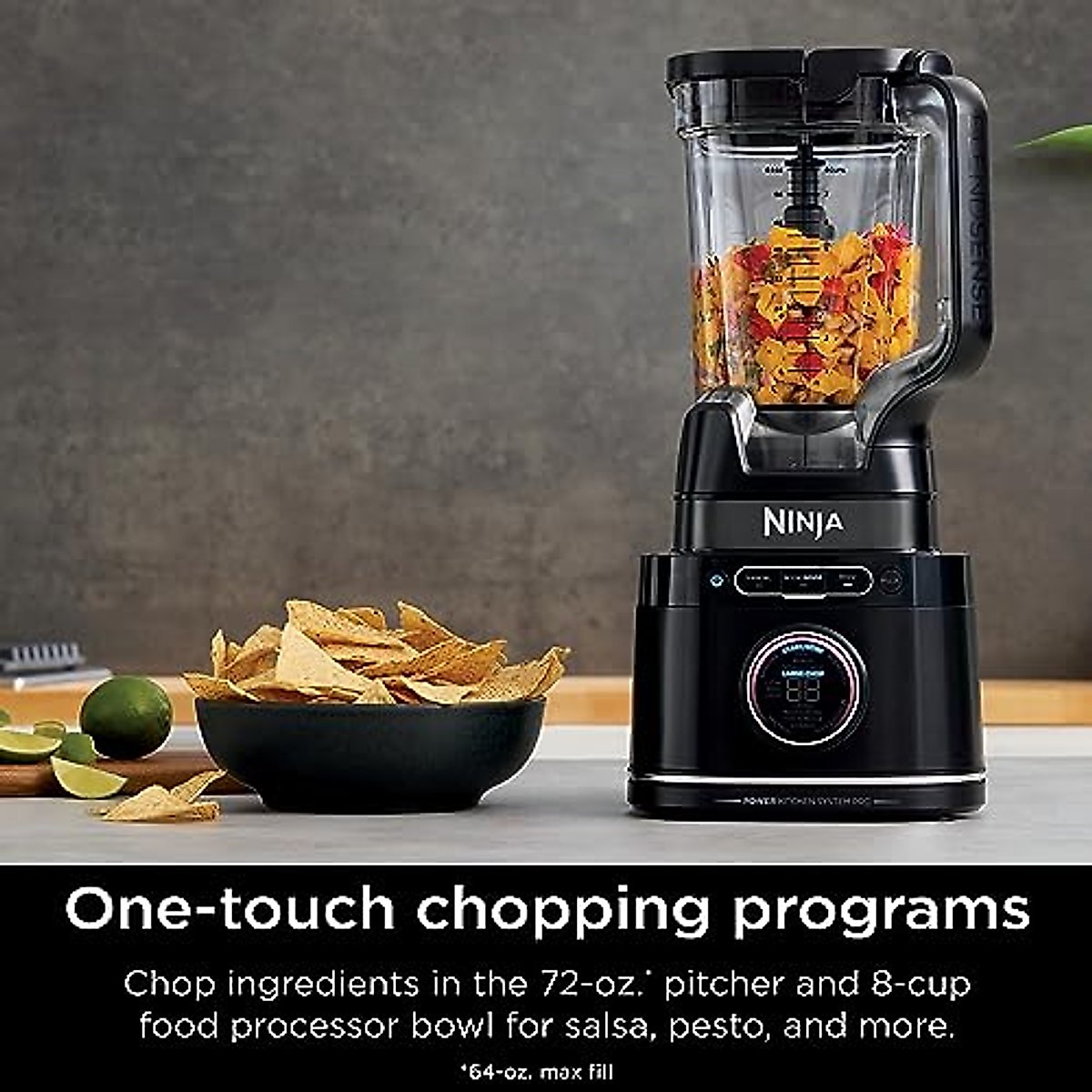 Ninja TB401 Detect Kitchen System Power Blender + Processor Pro, BlendSense Technology, Blender, Chopping & Smoothies, 1800 Peak Watts, 72 oz. Pitcher, 64 oz. Food Processor, 24 oz. To-Go Cup, Black