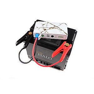 HALO Bolt Compact Portable Car Jump Starter - Car Battery Jump Starter with 2 USB Ports to Charger Devices, Portable Car Charger - Gold Marble
