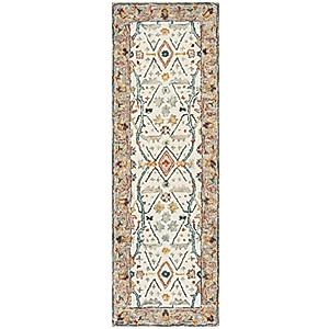 SAFAVIEH Aspen Collection 2'3" x 9' Ivory/Blue APN308A Handmade Boho Wool Runner Rug