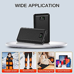 THOUSTA 7.4V Heated Vest Battery Pack with LED Display 30000mAh Huge Capacity Power Bank for Heated Jacket Heated Hoodie Heated Sleeping Pad DC Port and USB Port Phone Charger