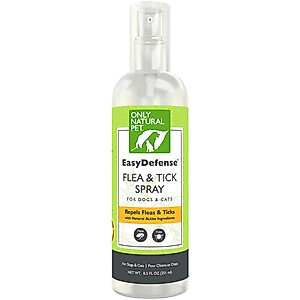 Only Natural Pet EasyDefense Flea and Tick Spray for Dogs and Cats - Natural Active Ingredients Geraniol and Peppermint Oil to Naturally Repel Fleas & Ticks - 8.5 oz Bottle