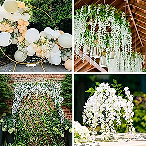 CEWOR 14pcs Wisteria Hanging Flowers 3.6ft Artificial Wisteria Vines Fake Hanging Garland Silk Flowers for Wedding Garden Outdoor Party Home Wall Decoration (White)