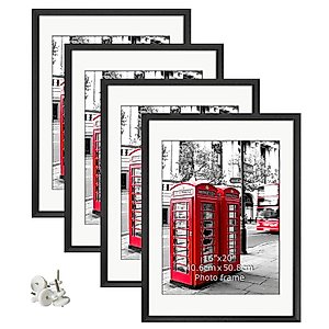 Giftgarden Black 18x24 Frame Matted to Display 16x20 Picture with Mat or 18 x 24 Poster without Mat, Set of 4