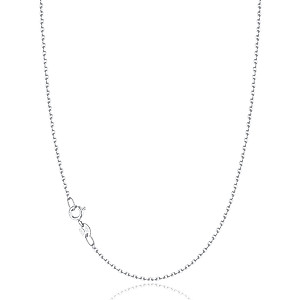 Jewlpire Solid 925 Sterling Silver Chain Necklace for Women, 1.3mm Cable Chain Silver Chain for Women Sturdy & Shiny Women's Chain Necklaces, 18 Inch